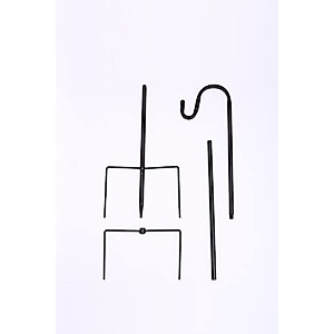 47 Inch Outdoor Shepherd Hook with 5 Prong Base(2 Packs),Adjustable Hanger for Outdoor,Garden Flower Planter,Bird Feeder,Plant Baskets (Black)