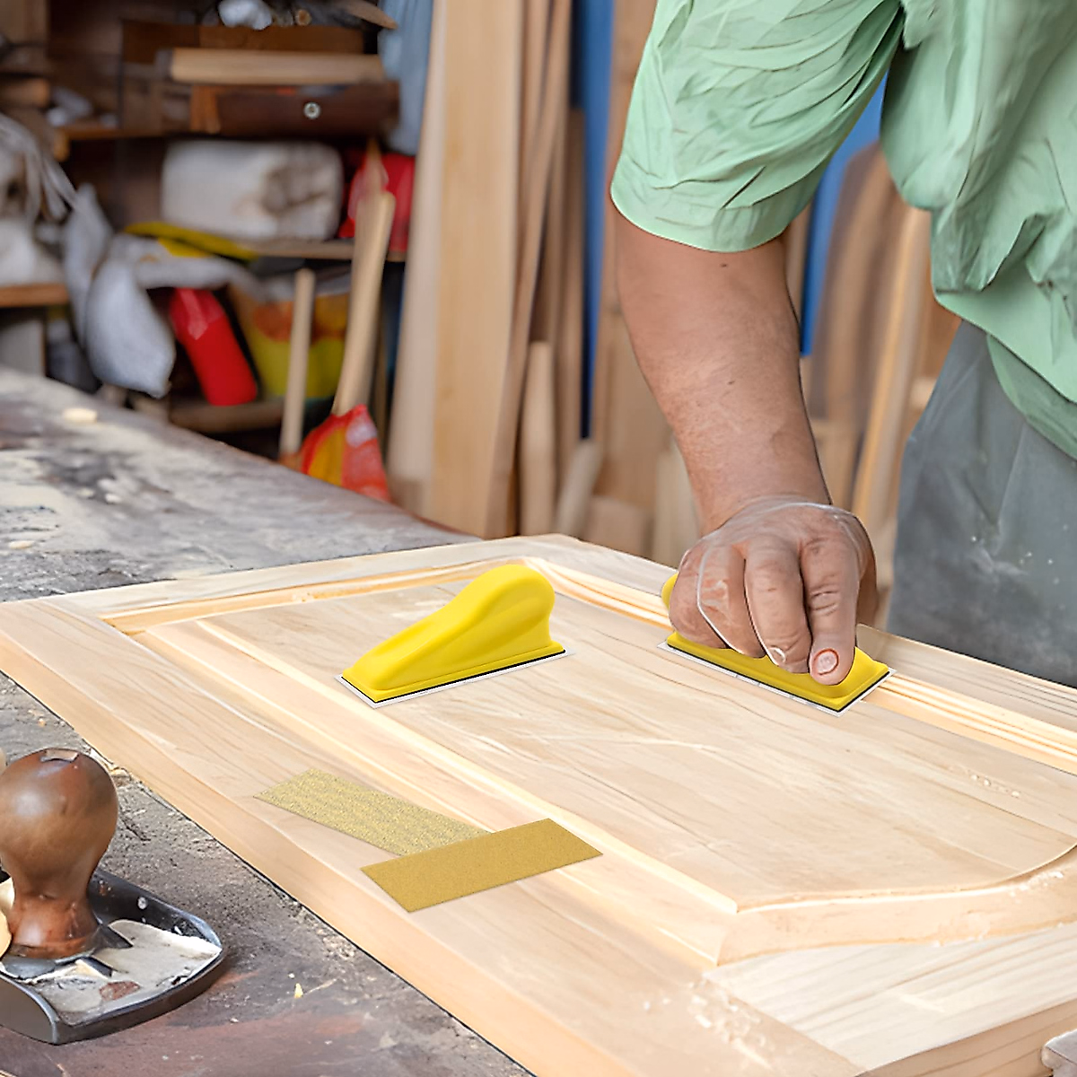 ZEHIQ 61 Pieces Detail Sanding Refill 3.5 x 1 inch, Micro Sander Kit for Small Projects Hook and Loop Aluminum Oxide Gold Sandpaper Assorted 60 to 320 Grits for DIY Crafts Wood Metal Polishing