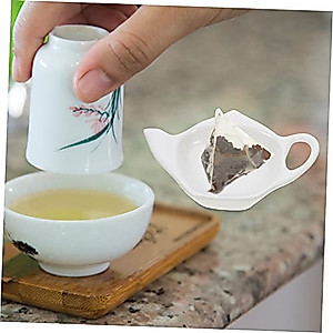Baluue 2pcs Tea Bag Saucer Travel Jewlwery Holder White Serving Tray Cup Holder Tray Tea Bag Dish Tea Bag Holder Ketchup Saucer Delicate Tea Bag Tray Loose Tea Dish Teabag Storage Plates