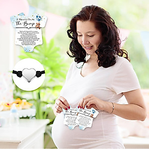 Chuangdi 50 Sets Baby Shower Bracelets Party Favors for Guests a Message from the Bump Adjustable Cute Heart Bracelets Thank You Card Bracelets for Gender Reveal Thank You Gifts(Blue)