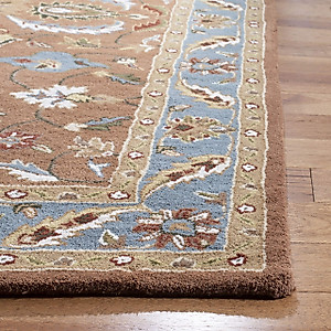 SAFAVIEH Heritage Collection Accent Rug - 2' x 3', Brown & Blue, Handmade Traditional Oriental Wool, Ideal for High Traffic Areas in Entryway, Living Room, Bedroom (HG968A)