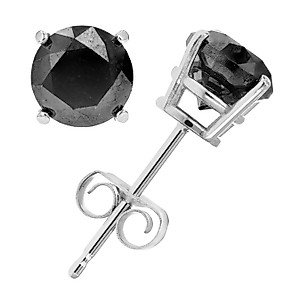 Vir Jewels 1/3 cttw Black Diamond Stud Earrings .925 Sterling Silver Round with Push Backs