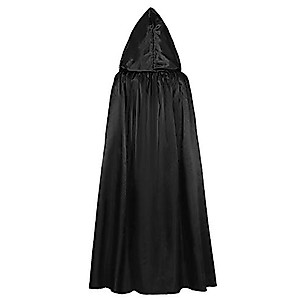 Kids Cloak Hooded Cape Halloween Christmas Cosplay Costume Satin 3-4 Years Y095BKS