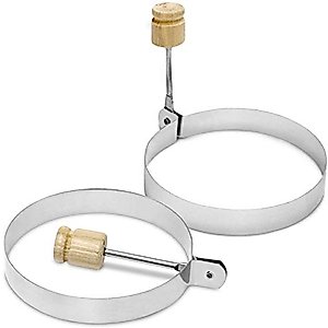 Egg Poacher Rings Stainless Steel Set of 2 - Make Cooking Perfect Pancakes Burgers Omelettes Benedict Eggs Fried Like a Master Chef with The Surgical Steel Egg Cooker Round Molds by Perfect Life Ideas