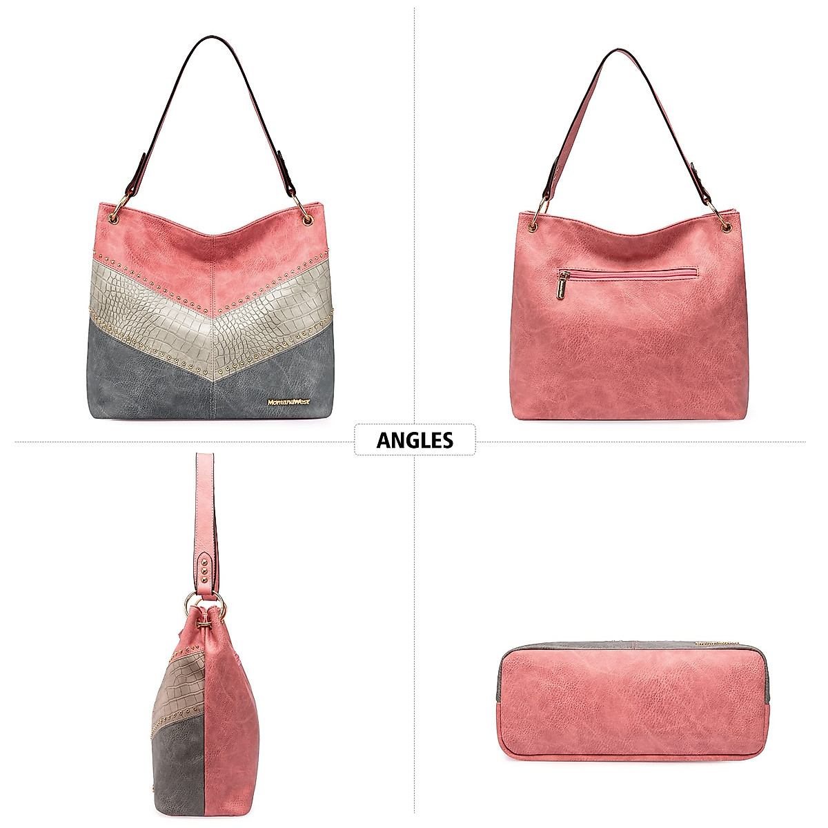 Montana West Purses for Women Hobo Bags Large Leather Handbags Shoulder Satchel Bag for Gift Travel Casual Work MWC-047BPK