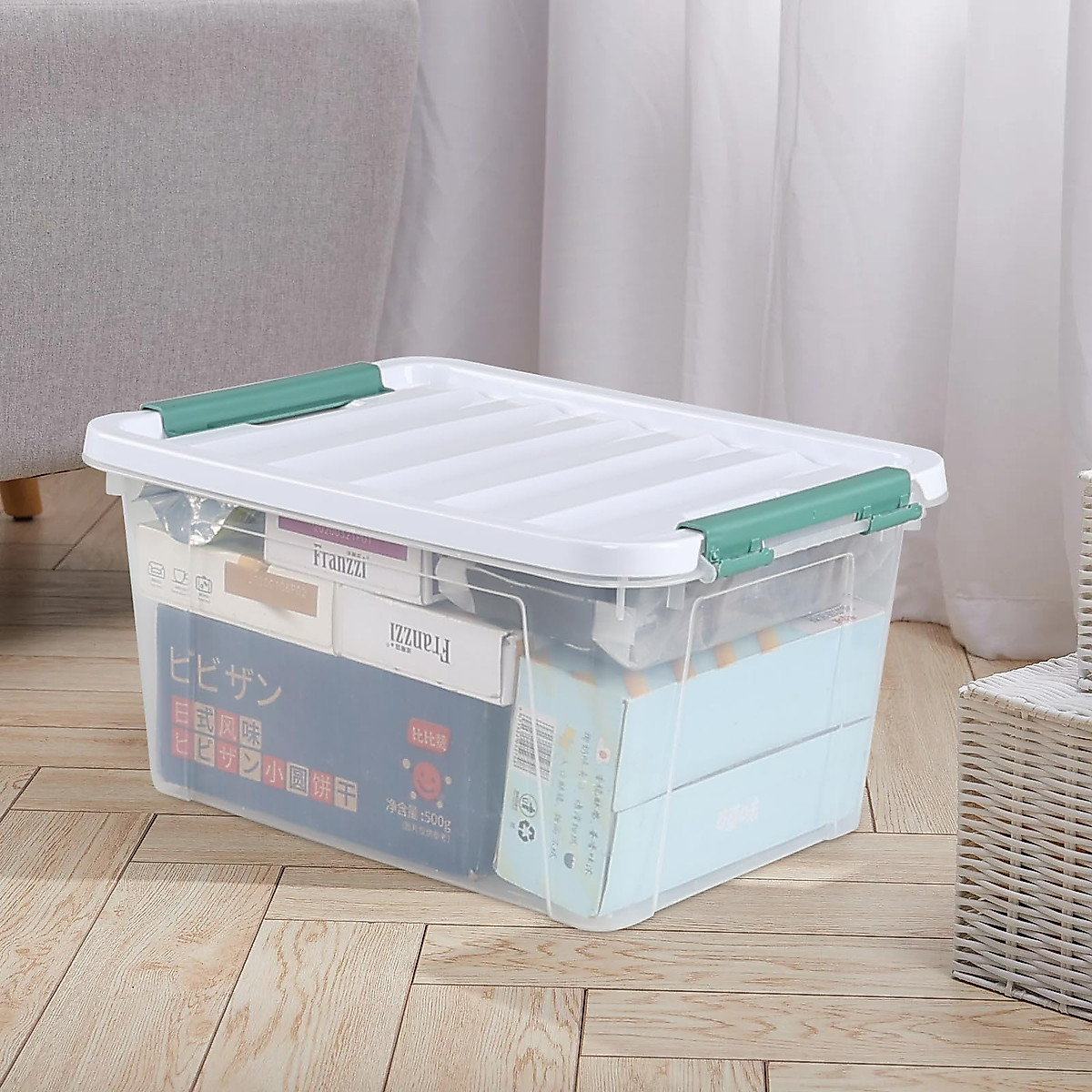 Ramddy 6 Pack 20 Quart Plastic Storage Bins with Lids, Clear Latching Container Box