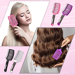 Patelai 4 Pieces Vent Hair Brushes Detangling Curved Brushes Massage Vented Styling Hair Comb Barber Hairdressing for Women,4 Color