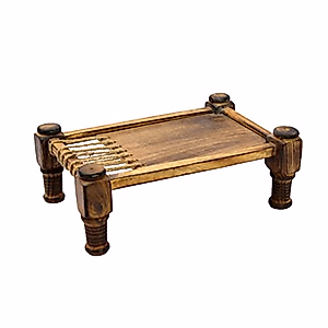 eSplanade Cot Charpai Khaat Serving Platter Tableware Serve-Ware for Home and Kitchen | Wood - 11.5" Inches - Brown