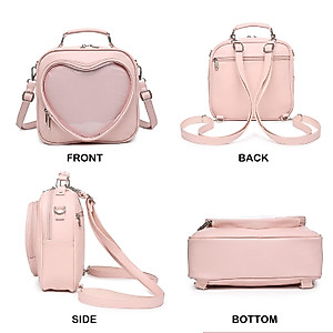 RAINBOW SMILE Ita Bag Multi-Purpose Backpack Crossbody Heart Purse Kawaii Pin Display with Insert