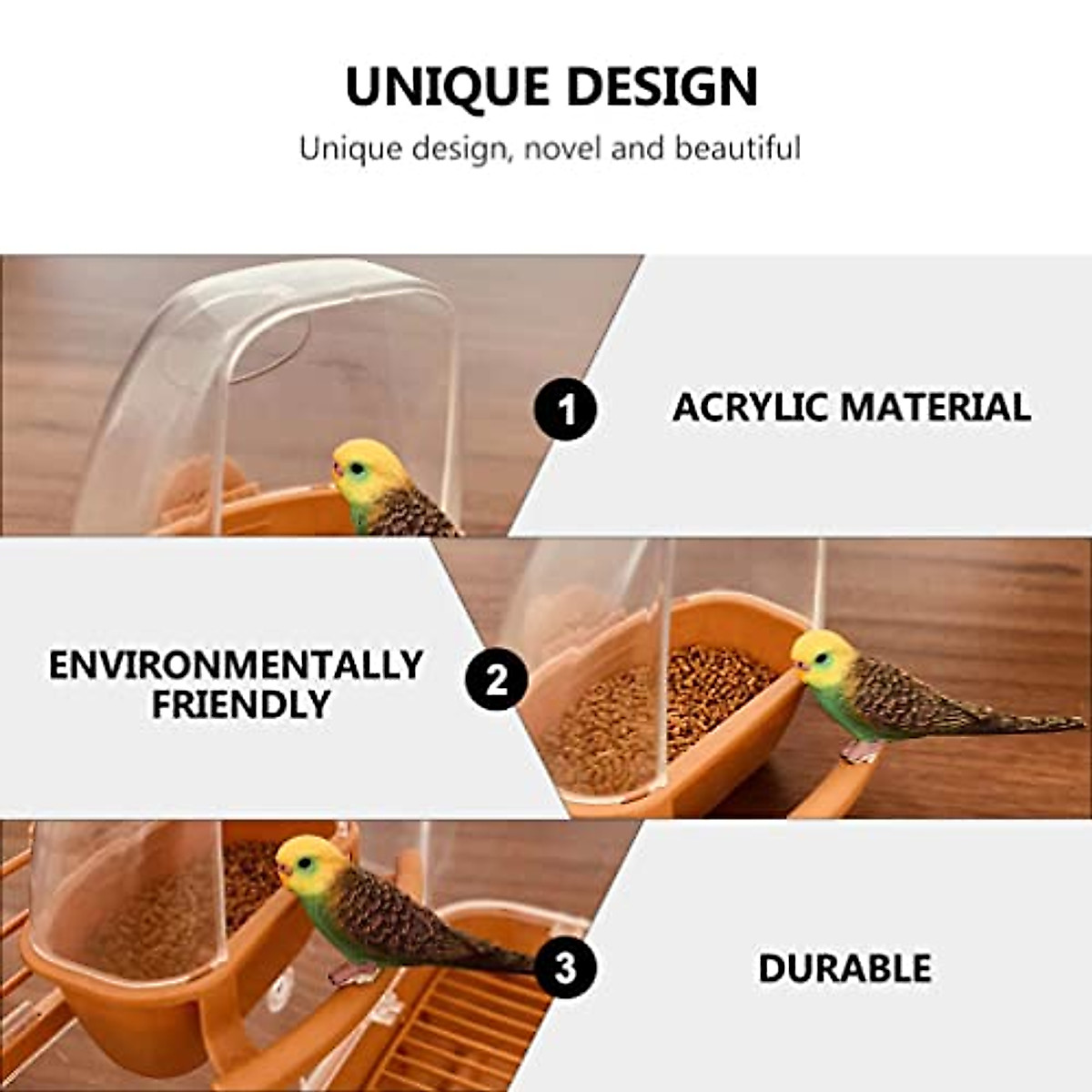 POPETPOP 2pcs Food Water Bird Cup Hooded Bird Cage Plastic Cup Bird Food Bowl Cups Bird Waterer Food Feeder Dispenser