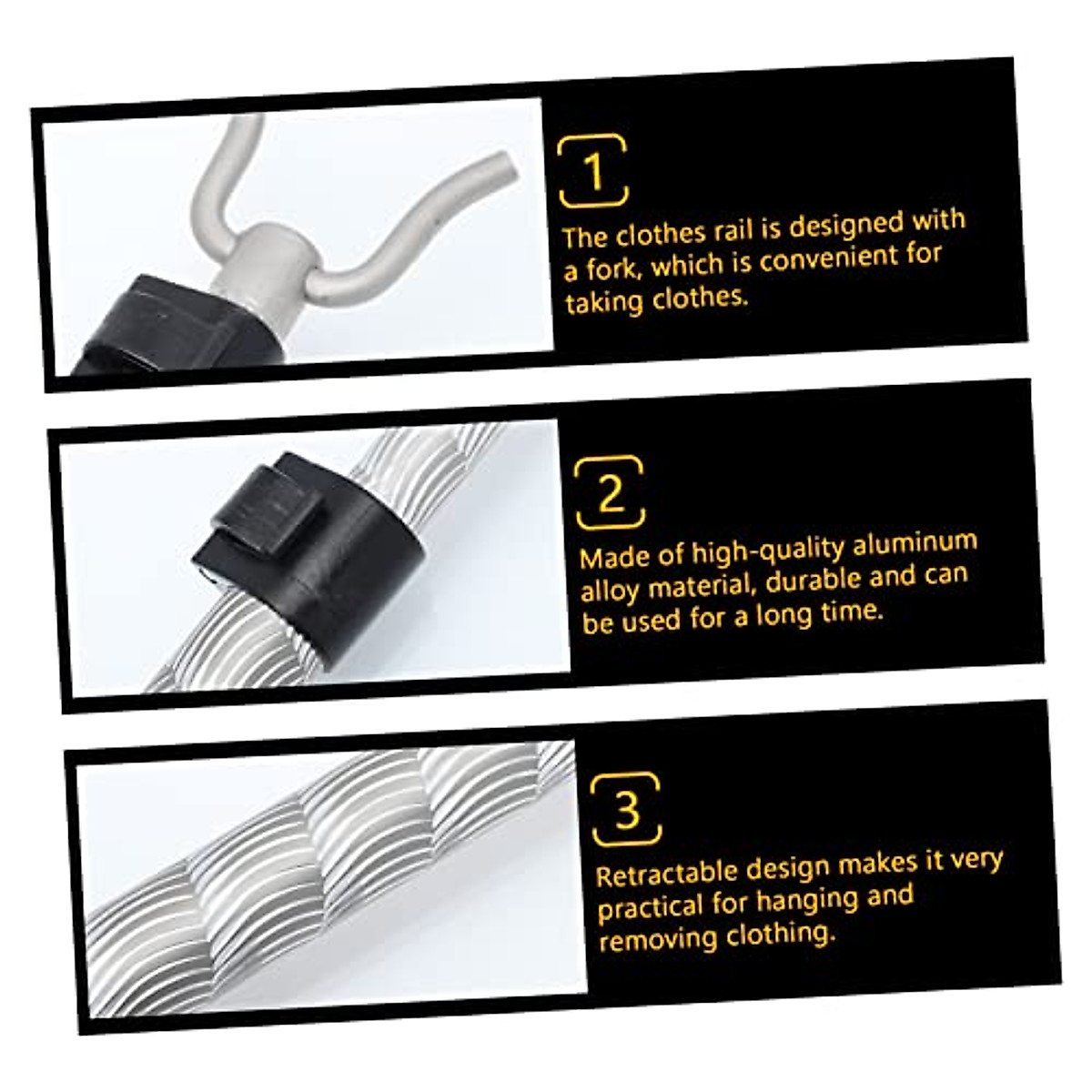 CAXUSD Clothes Pole Adjustable Curtain Rods Outdoor Clothesline Heavy Duty Tension Rod Home Clothesline Rod Hanger Reach Pole Curtain Pull Alloy Silver Simple Pole for Clothes Light Shot