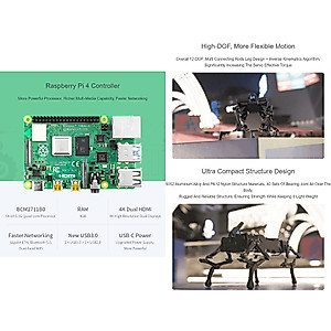 waveshare WAVEGO 12-DOF Bionic Dog-Like Robot Open Source for ESP32 and PI4B Facial Recognition Color Tracking Motion Detection Compatible with PI4B-4GB (Included) (26 Items)
