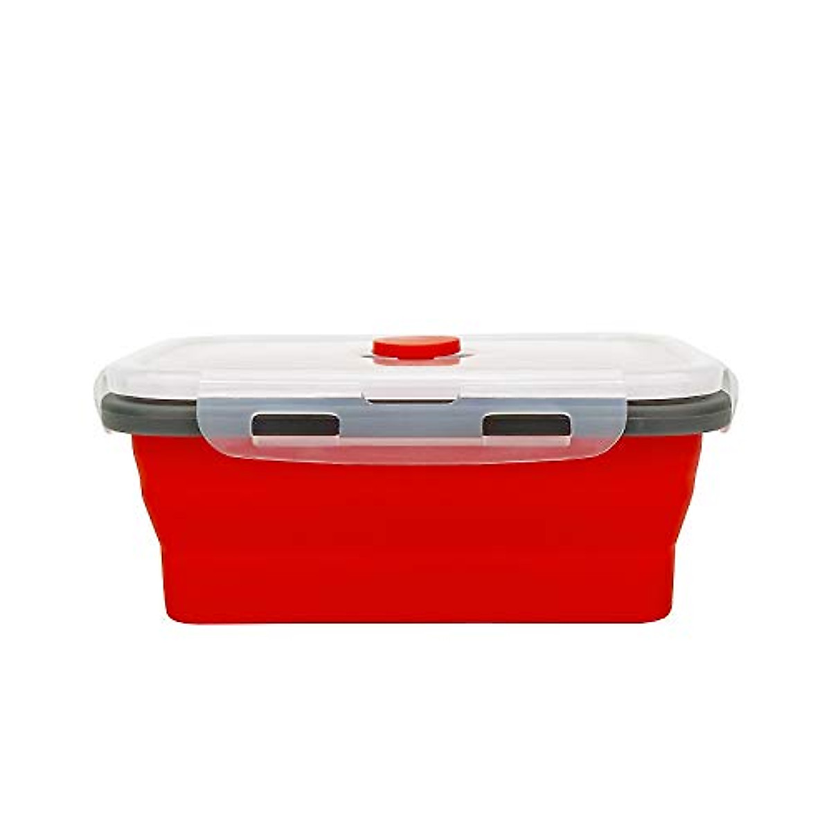 CARTINTS Set of 3 Collapsible Food Storage Containers with Lids, Collapsible Silicone Bowls, Silicone Lunch Containers, For Meal Prep, Camping, Travel, Microwave and Freezer Safe,500ml,Red