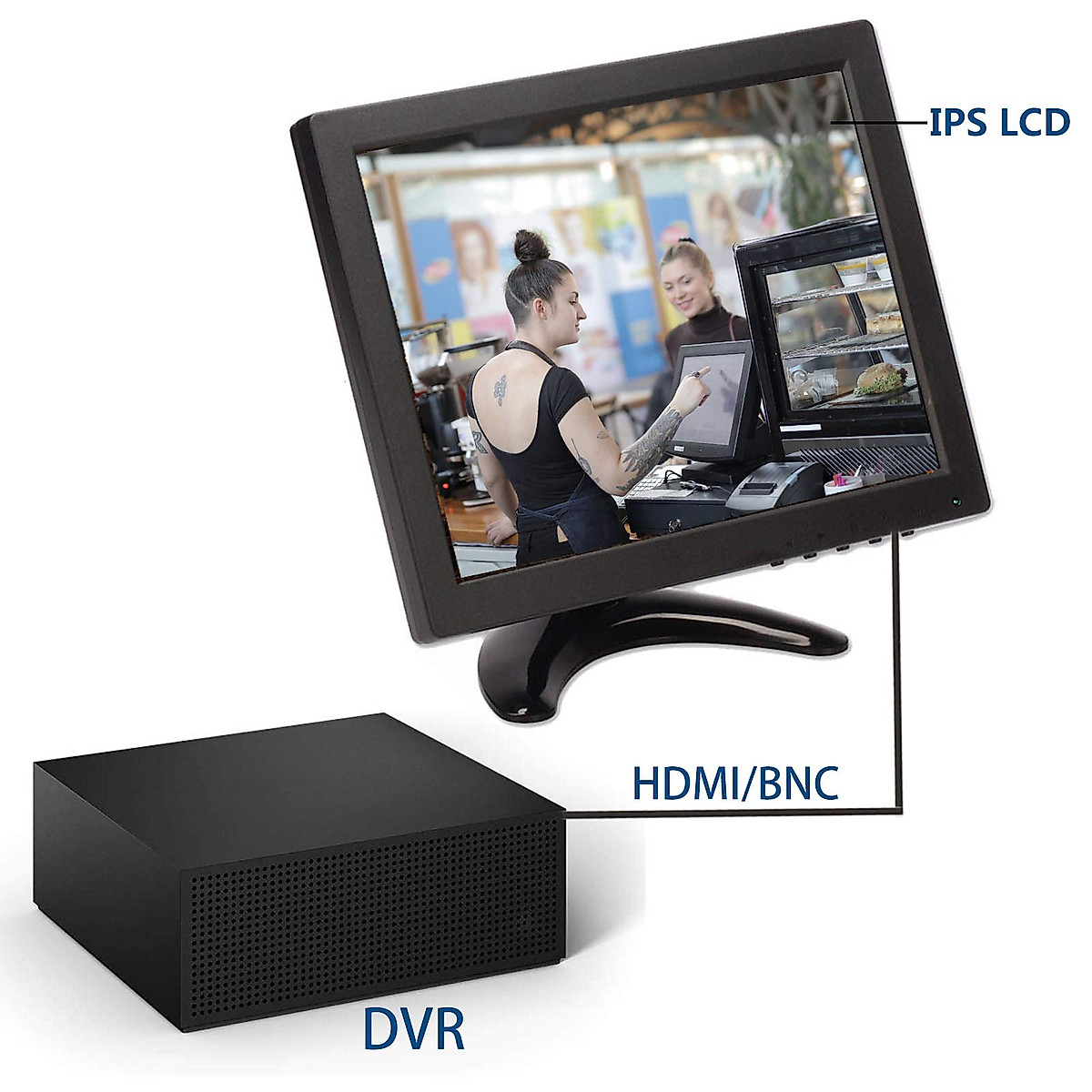 TPEKKA 10 Inch Security CCTV Monitor HD IPS 1024 x 768 Portable Mini TFT LCD Monitor BNC HDMI VGA AV Input for Computer PC FPV Screen DVR CCTV Cam Home Office Surveillance Raspberry Pi Gaming Display