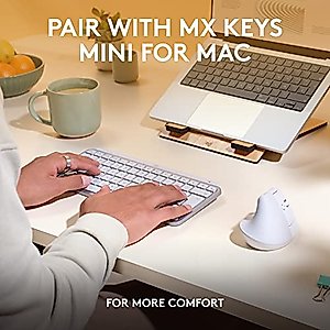 Logitech Lift for Mac Wireless Vertical Ergonomic Mouse, Bluetooth, Quiet Clicks, Silent Smartwheel, 4 Customizable Buttons, for macOS/iPadOS/MacBook Pro/Macbook Air/iMac/iPad - Off White