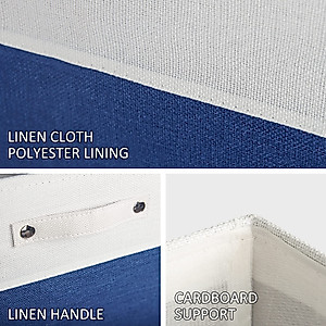 FinishingBo 13x13x13 Cube Storage Bins, Collapsible Fabric Storage Cubes Organizer , Foldable Large Storage Baskets for Nursery, Toys Organizing Closet, Shelf Cabinet（6Pack, White and Navy Blue