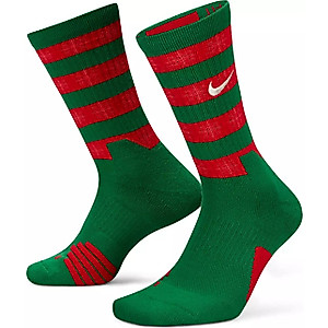 Nike Elite Basketball Christmas Socks Large (Fits Men Size 8-12) Green, Red DA5097-312