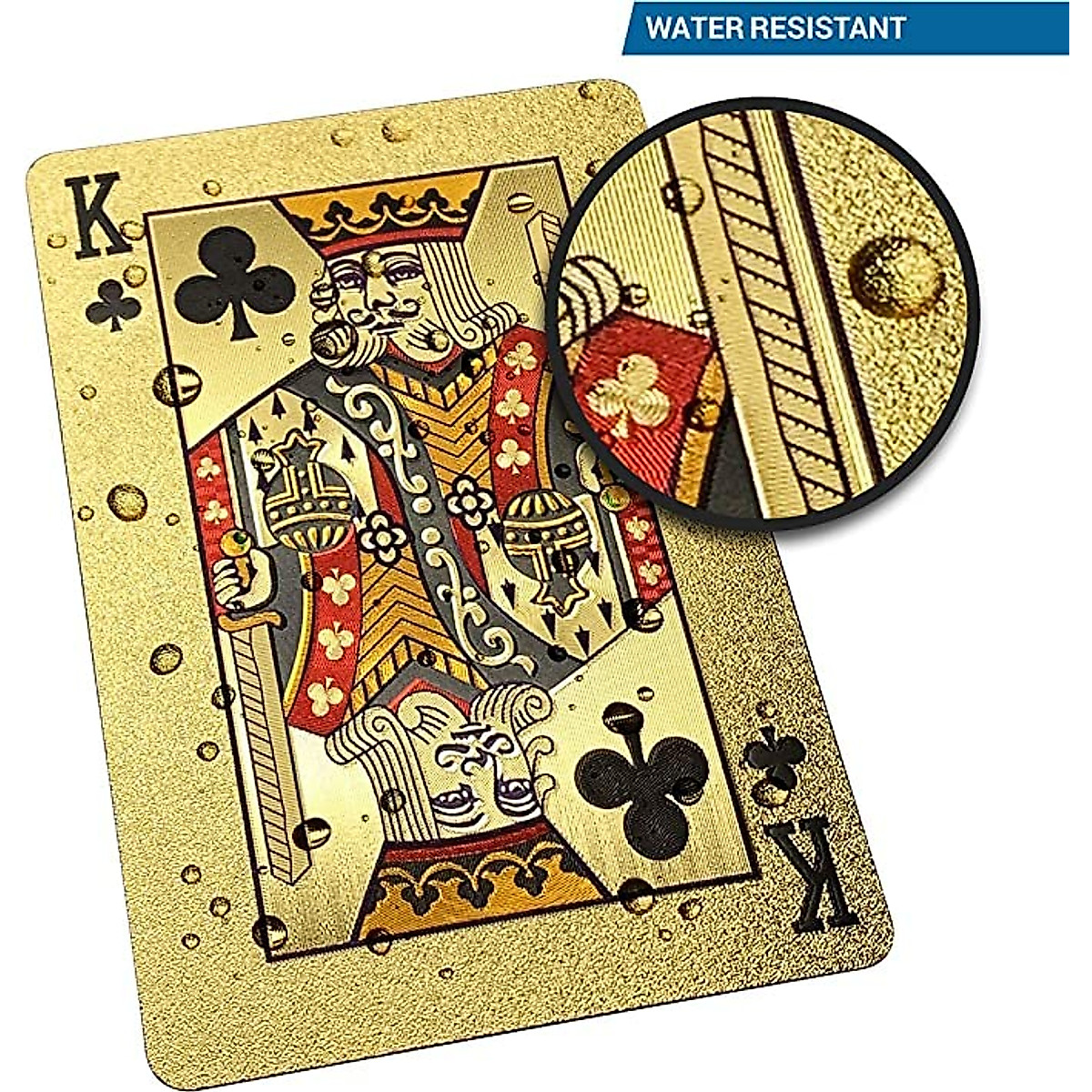 MSTICORA Gold Foil Poker Set - US Dollar Playing Cards - Plastic Playing Cards - Casino Cards(Gold 1 Deck)