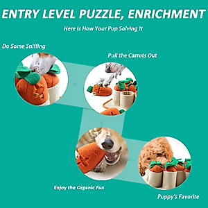 MEIJIEM Snuffle Mat for Dogs,Durable Interactive Dog Puzzle Toy,11.41'' X 7.8'' with 8 Carrot Chew Squeakers | Puppy Approved for Training and Stress Relief Encourages Natural Foraging Skills