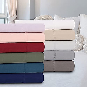SUPERIOR Cotton Percale Deep Pocket Sheet Set, California King, Tan, 4-Pieces