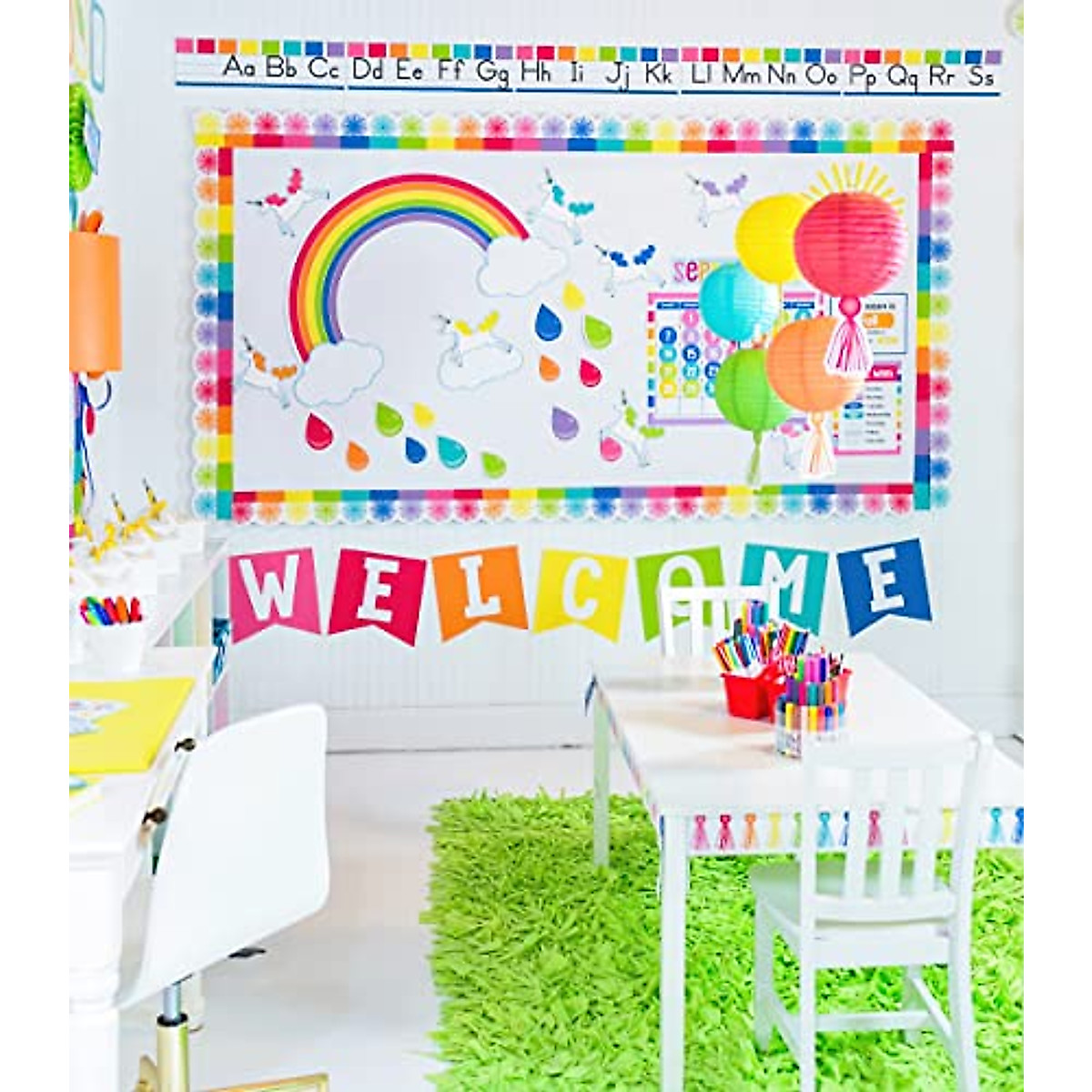 Schoolgirl Style - Hello Sunshine | Alphabet Line | Manuscript Mini Bulletin Board, 8pcs