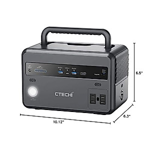 CTECHi Portable Power Station 300W with LiFePO4 Battery, 299Wh Solar Powered Generator, Battery Power Supply for Home Emergency Use, Outdoor, CPAP, Camping, Weekend Trip and Fishing