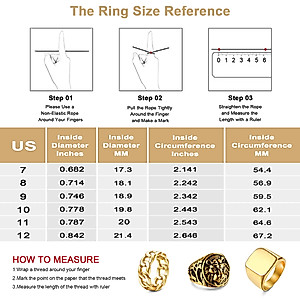 HANPABUM 3Pcs 14K Gold Plated Rings for Men Women Chunky Cuban Link Ring, Size 7-15