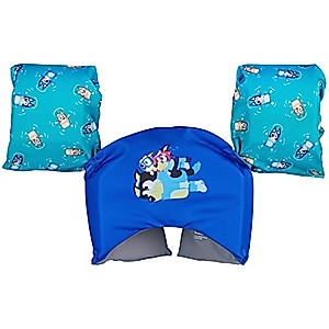 SwimWays Bluey Swim Trainer, US Coast Guard Approved Life Vest Kids Swim Vest, Arm Floaties & Life Jackets For Kids 33-55 Lbs, Bluey
