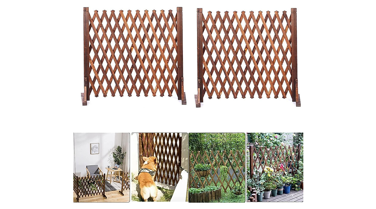 Nisorpa Retractable Wooden Fence - Extendable Garden & Pet Gate
