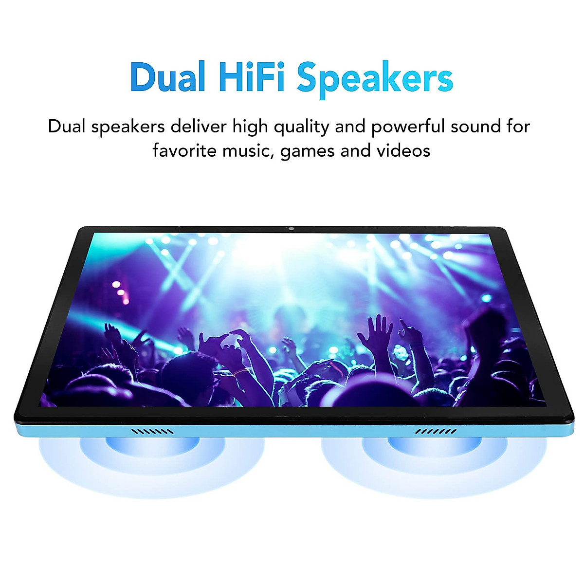 Smart Tablet, 1920x1200 Resolution Tablet, 10.1 Inch Octa Core Processor, US Plug, 100-240V, Portable 8MP Front Camera and 16MP Rear Camera for (Blue)