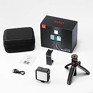 ULANZI Smartphone Vlogging Kit with Adjustable Handle Grip, Mini Tripod, Dimmable LED Light - YouTube, TIK Tok, Vlogging Equipment for iPhone/Android Smartphone Video Kit (ST-02S)
