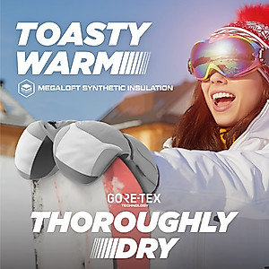 Gordini Women's Ski Mittens Cold Weather Waterproof Gore-tex Insulated Gauntlet Snow (Medium, Clay Grey White)