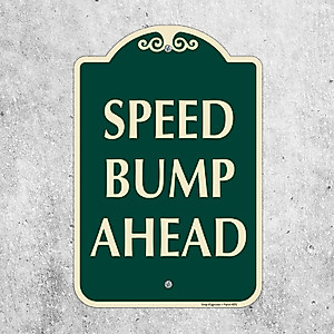 SmartSign Designer "Speed Bump Ahead" Sign, 12" x 18", 120 mil Aluminum Composite (ACM) with Overcoat, Engineer Grade Reflective, Green, Made in USA