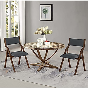 Ball & Cast Modern Folding Chairs Foldable Dining Chairs Set of 2, 18" Seat Height, Dark Grey