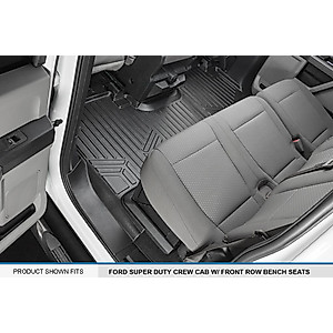 MAXLINER Custom Floor Mats 2 Row Liner Set Black Compatible with 2017-2022 Ford F-250/F-350 Super Duty Crew Cab with 1st Row Bench Seat