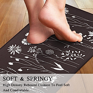 Rempry 2 Pcs Kitchen Mat for Floor, Cushioned Anti-Fatigue Kitchen Mats, PVC Non-Slip Waterproof Kitchen Rugs Set for Kitchen, Office, Sink, 17"x47"+17"x29" (Black)