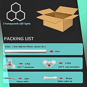 Hexagon LED Garage Light, Super Bright 106W 12600LM 65000K Daylight White LED Car Garage Light, 3 Hexagonal Grids for Garage, Shopping Mall, Workshop and Car Detailing etc. 82.67x82.67inch