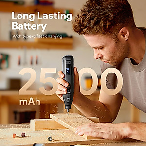 DEPSTECH 12V Cordless Rotary Tool with Display Screen, 5000-35000RPM, 2.5Ah Battery 18W Fast Charging, Power Multi Tool Kit with Featured 48Pcs Accessories, EVA Bag, for DIY Projects/Home Repair/Craft