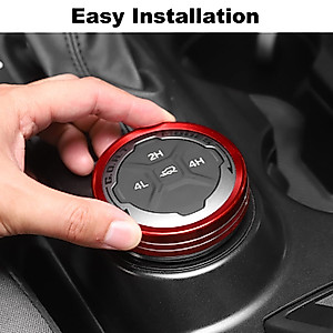 JWWY Air Conditioner Headlight Switch Knob 4WD Wheel Drive Trailer Gear Switch Knob Cover for 2021-2024+ Ford Bronco Accessories Aluminum Alloy 6PCS Red（Don't fit Bronco Sport）
