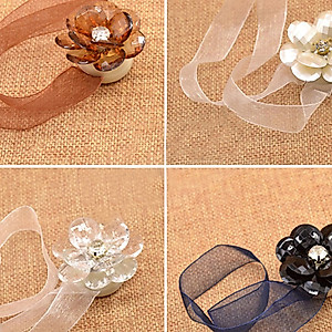 Mggsndi Floral Flower Magnetic Tiebacks Voile Net Door Curtains Ribbon Tie Backs Clip Tie - Convenient Drape TieBacks - for Window Sheer Blackout Draperies Home Office Decorative Coffee