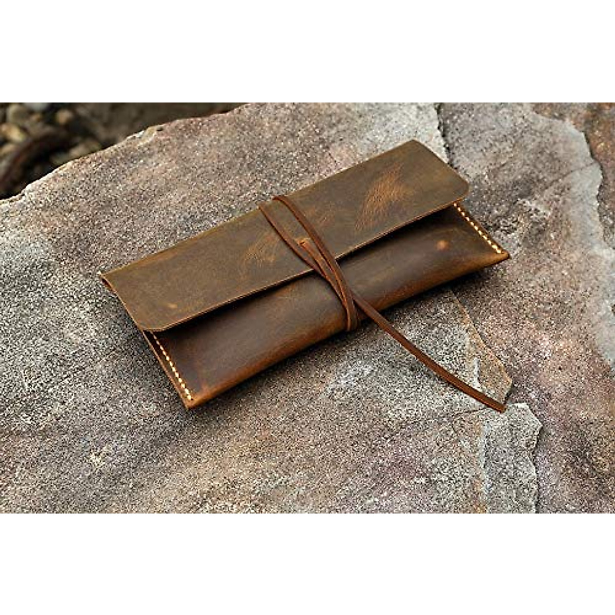 Personalized Distressed Leather Pencil Pouch/Retro Leather Pen Pencil case/Small Cosmetic Bag PP05SS