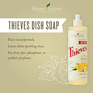 Young Living Thieves Essential Oil Infused Dish, 12fl.oz Bottles, Gentle on Hands, and has a Fresh, Citrus Scent, Soap Dispenser, Bathroom Accessories