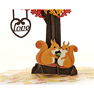 CUTPOPUP Anniversary Card Pop Up, Valentines Day Card, 3D Greeting Loved Card (Squirrel Couple Heart Tree)