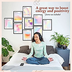 97 Decor Angel Number Poster - Aura Poster Aesthetic, Spiritual Posters, Gradient Angel Numbers Print, Pink Aura Energy Pictures, Balance Prints Coloful Wall Art for Home Bedroom Decor (8x10 UNFRAMED)