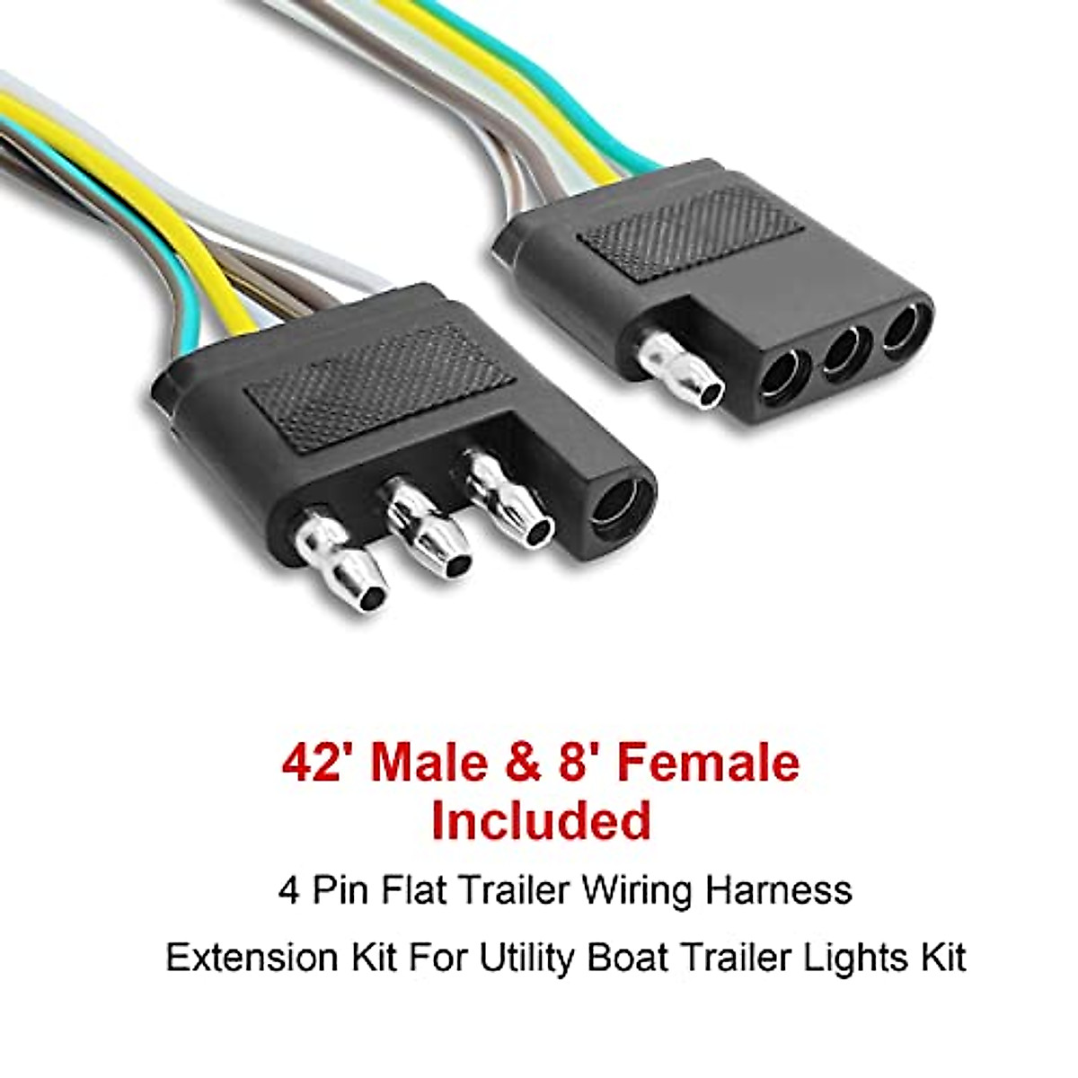 Trailer Wiring Harness Kit, 50FT Trailer Wiring, LIMICAR Trailer Wire Kit, Trailer Wiring Harness with 4 Flat 4 Pin Flat Wishbond Trailer Wire, Trailer Light Wire, Boat Trailer Wiring Kit