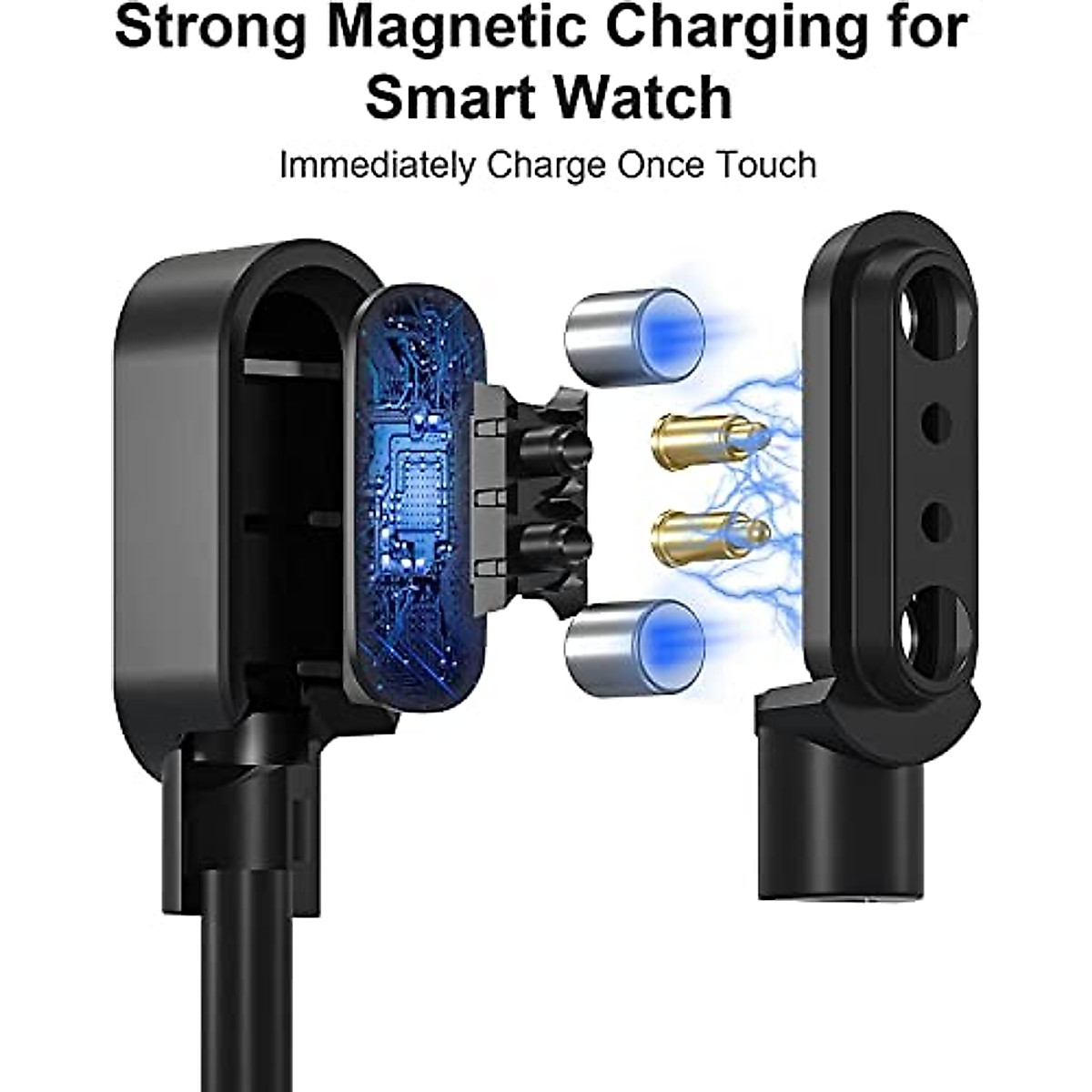 Compatible with AMAZTIM C20 Smartwatch Charger, Magnetic USB Charging Cable Replacement Charger Compatible for Kospet Tank M1 Pro/C20 Military Watch/C16 Military Watch (2 Pack-Black+Black)