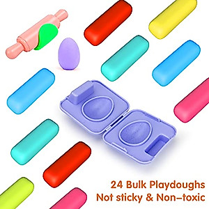 COVTOY Dinosaur Playdough Tool Kit for Toddlers 3 4 5 Year Old Boys Girls, Art & Craft Kit DIY Toy Set Make Your Own Play Dough, Dinosaur Toys for Kids 3-5 (24 Pcs Playdough Bulk Pack)