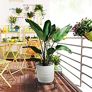 NSYOOMH 2 pack 10"-12" Rustproof Black Metal Plant Stands Heavy Duty Plants Holder Outdoor Indoor, Round Wrought Iron Flower Planter Pot Stand, Corner Gardening Pumpkin Stand