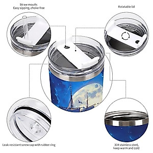 Steamship Moon Tumbler with Handle Travel Mug Water Bottle Tea Coffee Cup Black-style