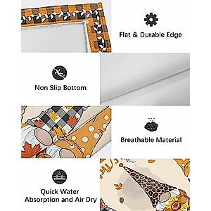 Fall Outdoor Patio Rugs Maple Leaf Sunflower Pumpkin Outdoor Area Rug Orange Plaid Buffalo Non-Slip Backyard/Camping RV Rug/Deck/Porch Rug Front Door Floor Mat Carpet,4x6ft,